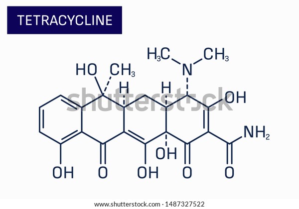 Tetracycline Skeletal Structure Broad Spectrum Antibiotic Stock Vector ...