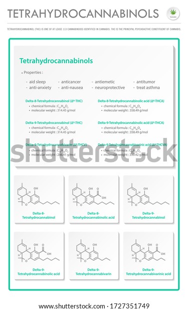 Tetrahydrocannabinol Thc Structural Formulas Cannabis Vertical Stock ...
