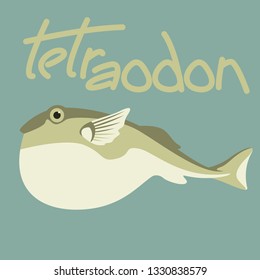 Tetraodon Fishvector Illustration Lining Draw Profile Stock Vector ...
