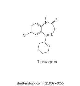 Tetrazepam Molecule Flat Skeletal Structure Benzodiazepine Stock Vector ...