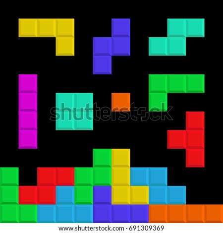 Tetris Elements Brick Pieces Game Background 스톡 벡터(사용료 없음) 691309369 ...