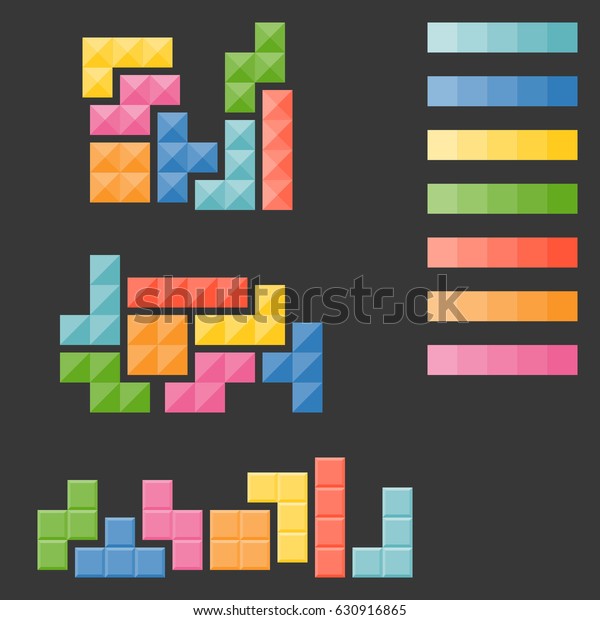 Tetris Pieces Puzzle Varie Type Colour Stock Vector (Royalty Free ...