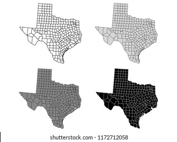 Texas County Map Gray Black White: vector de stock (libre de regalías ...