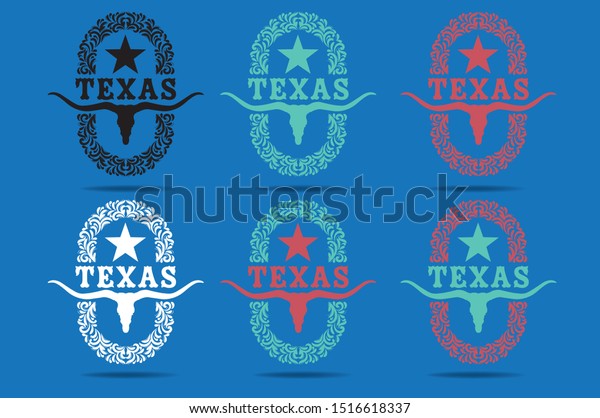 Texas Logo Vintage Design Concept Longhorn Stock Vector (Royalty Free ...