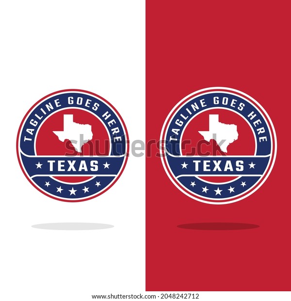 Texas Map Blue Red Circle Emblem Stock Vector (Royalty Free) 2048242712 ...