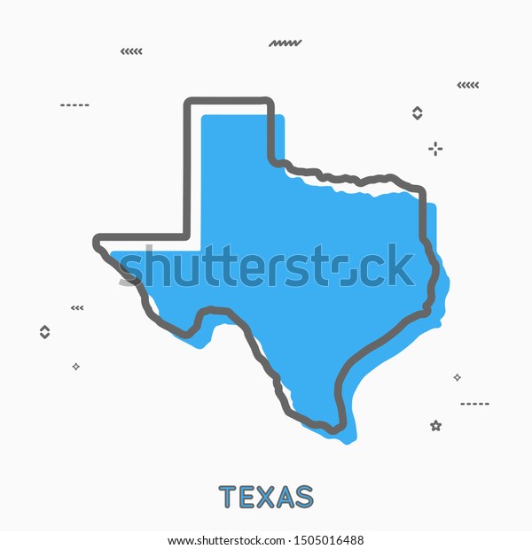 Texas Map Thin Line Style Texas Stock Vector (Royalty Free) 1505016488 ...
