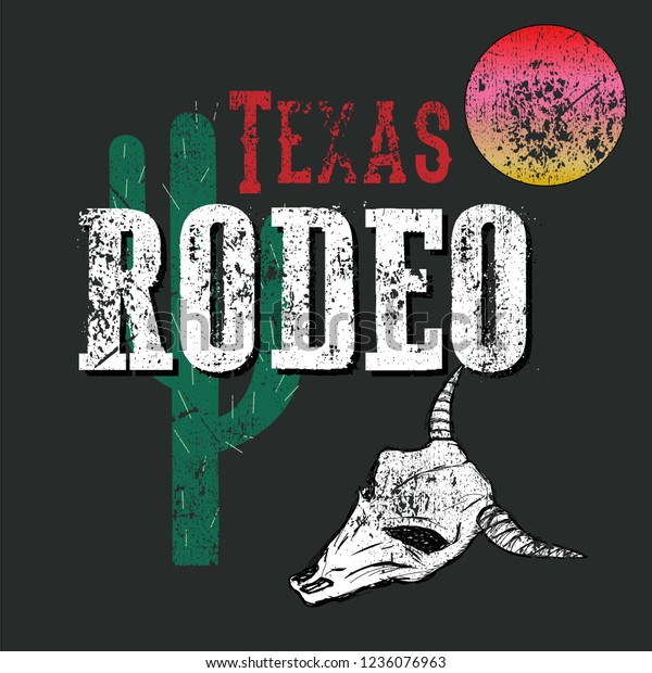Texas Rodeo Slogan Typography Graphic Print Stock Vector (Royalty Free ...