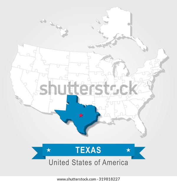 Texas State Usa Administrative Map Stock Vector (Royalty Free ...