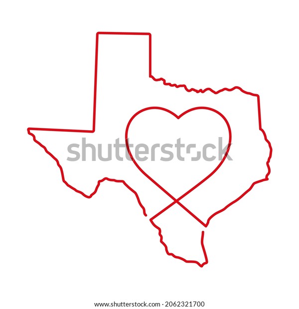 Texas Us State Red Outline Map Stock Vector (Royalty Free) 2062321700 ...