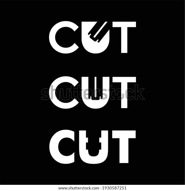 Text Cut Logo Concept Cutters Stock Vector (Royalty Free) 1930587251 ...