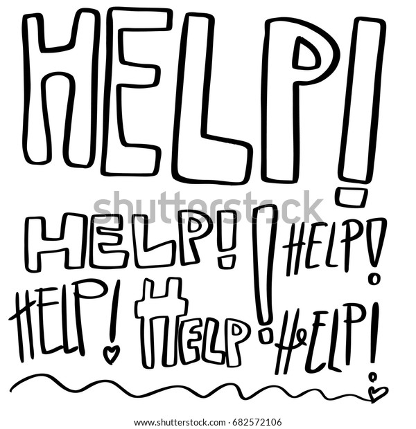 Text Helphand Drawncartoon Vector Coloring Books Stock Vector (Royalty ...