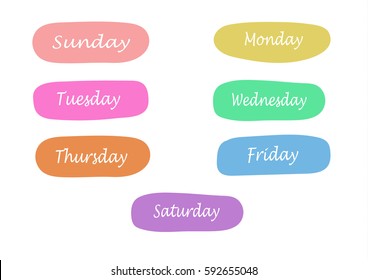 Text Icon Label Day Name Vector: เวกเตอร์สต็อก (ปลอดค่าลิขสิทธิ์ ...