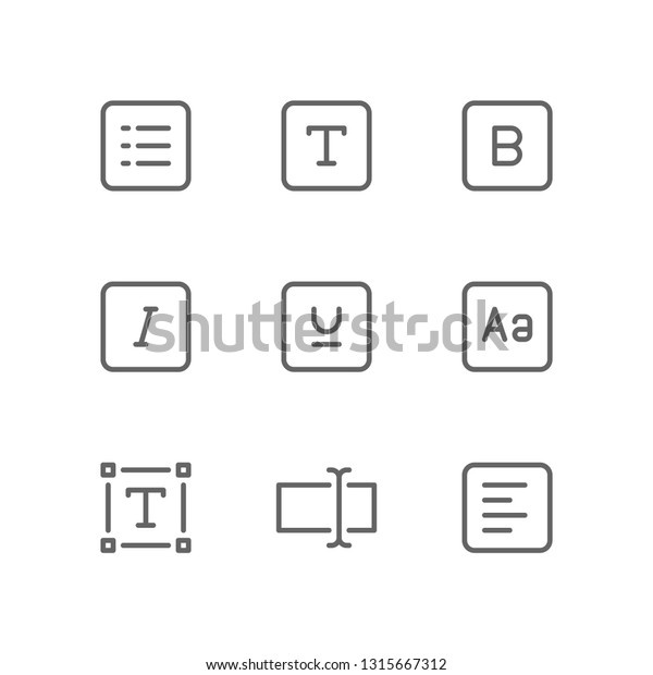Text Icon Set Including List Label Stock Vector (Royalty Free ...
