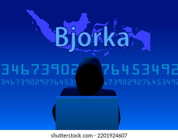 Text Illustration Bjorka Indonesia Map Hacker Stock Vector (Royalty ...