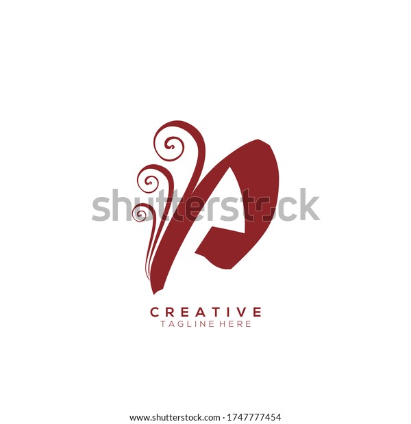 Text Initial P Letter Red Monogram Stock Vector (Royalty Free ...