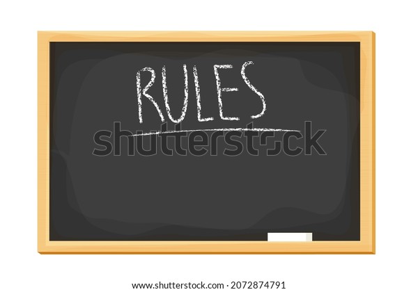 Text Rules On Blackboard Piece Chalk Stock Vector (Royalty Free) 2072874791