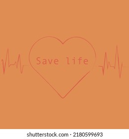 Text Save Life Heart Cardiogram Stock Vector (Royalty Free) 2180599693 ...