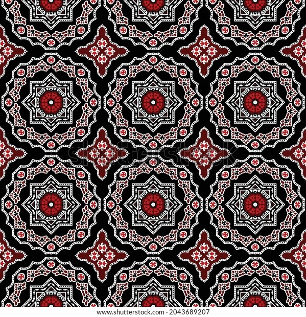 Textile Ajrak Pattern Mehroon Black Stock Vector (Royalty Free) 2043689207