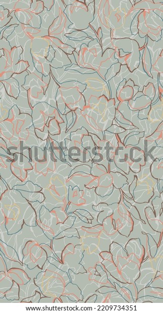 Textile Design Sketch Abstract Flower Pattern Stock Vector (Royalty ...
