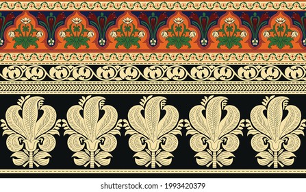 Textile Floral Border Multi Colors Stock Vector (Royalty Free ...