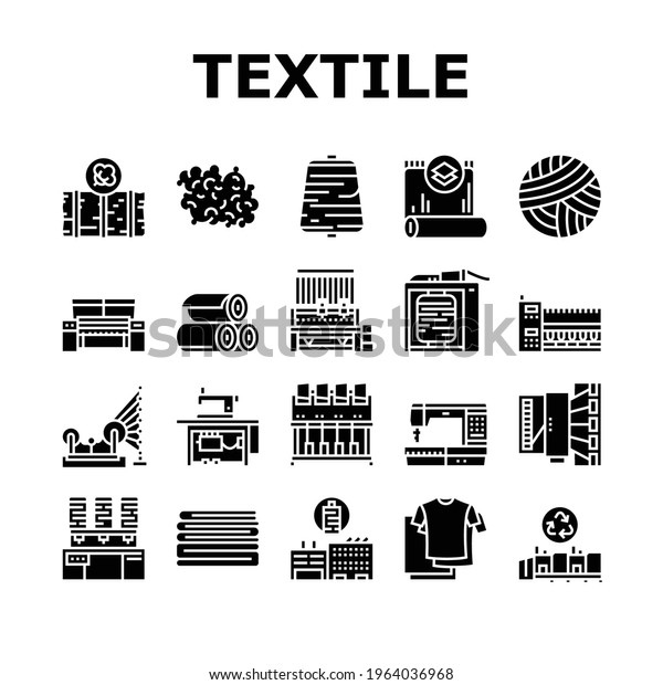 Textile Production Collection Icons Set Vector Stok Vektör (Telifsiz ...