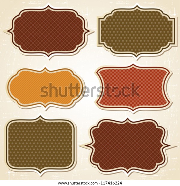 Textured Labels Stickers Set Retro Style Stock Vector (Royalty Free ...