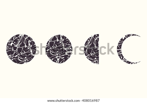 Textured Moon Phases Dripping Style Vector Stock Vector (Royalty Free ...