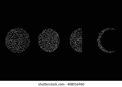 Textured Moon Phases Vector Illustration Stock Vector (Royalty Free ...