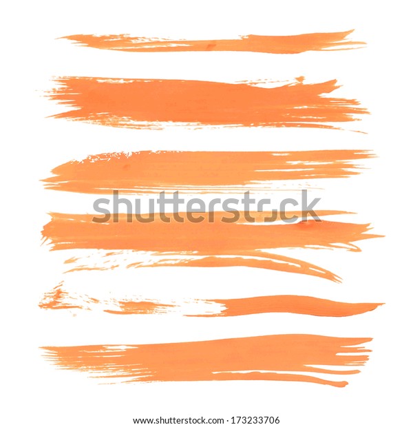 Textured Orange Paint Line Smears Isolated Stock Vector (Royalty Free ...