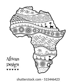 Textured Vector Map Africa Handdrawn Ethno Stock Vector (Royalty Free ...
