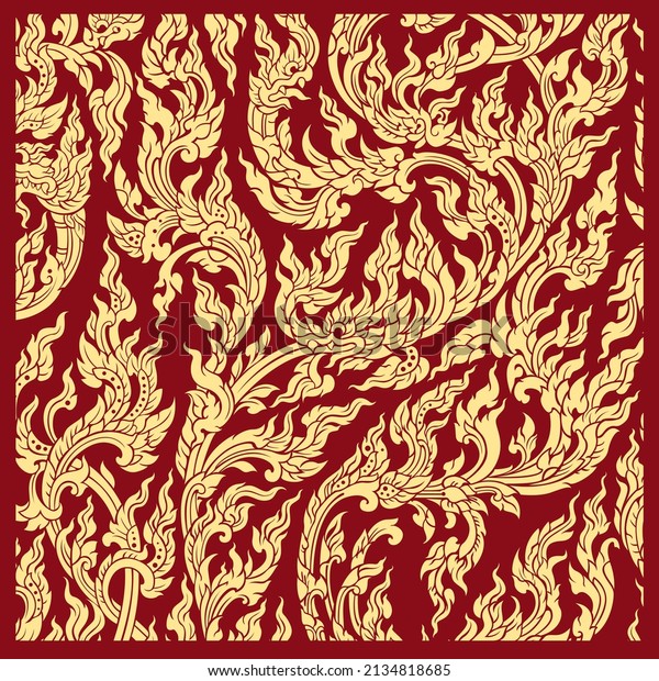 Thai Art Line Kanok Pattern Decorative Stock Vector (Royalty Free ...