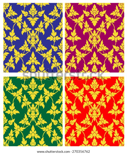 Thai Art Pattern 4 Color Gold Stock Vector (Royalty Free) 270356762 ...