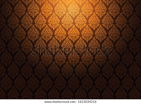 Thai Art Pattern Golden Lighting Background Stock Vector (Royalty Free ...