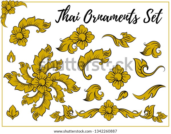 Thai Decorative Elements Vector Set Stock Vector (Royalty Free ...
