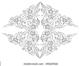 Thai Line Art Pattern Stock Vector (Royalty Free) 190269326 | Shutterstock