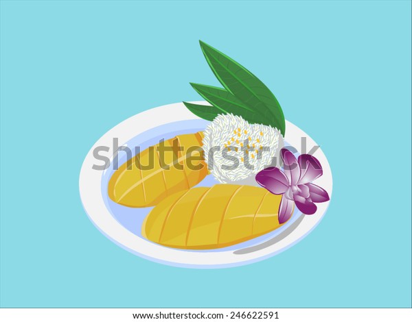 Thai Mango Sticky Rice Stock Vector (Royalty Free) 246622591 | Shutterstock