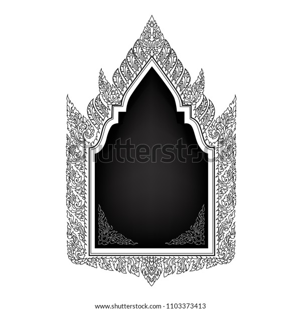 Thai Mirror Black White Style Flower Stock Vector (Royalty Free ...