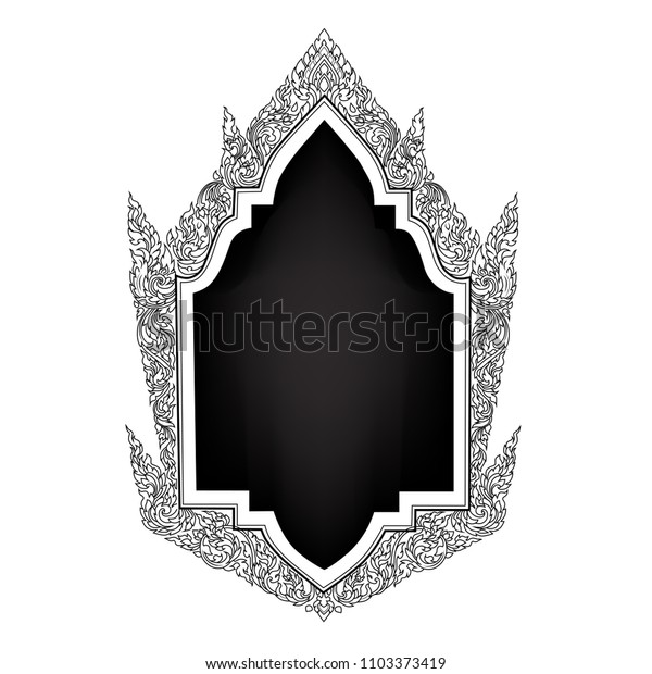 Thai Mirror Black White Style Flower Stock Vector (Royalty Free ...