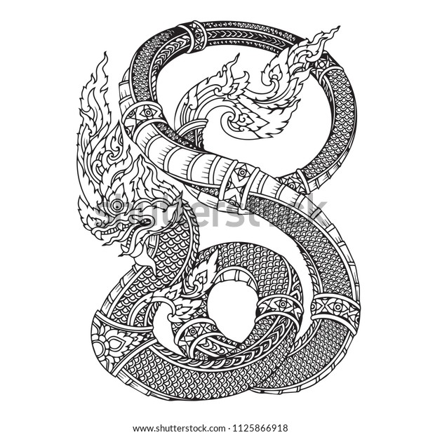 Stock vektor „Thai Naga Isolate Vector Line Thai“ (bez autorských ...