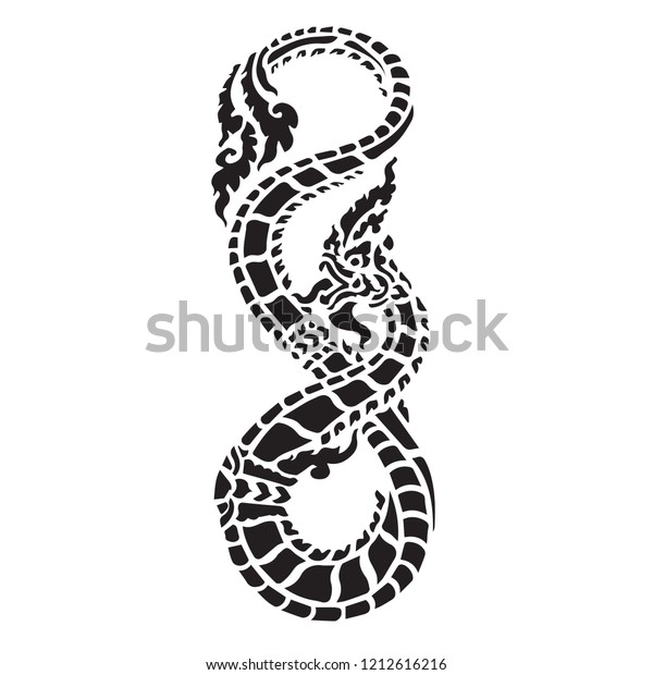 Thai Naga Isolate Vector Line Thai: vetor stock (livre de direitos ...