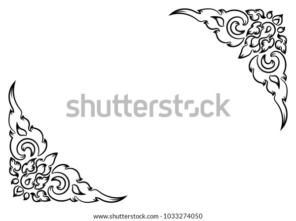 Thai Painting Corner Thai Style Vector: stockvector (rechtenvrij ...