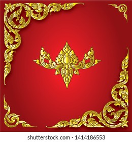 Thai Patterned Flowers Elegant Gold Color Stock Vector (Royalty Free ...