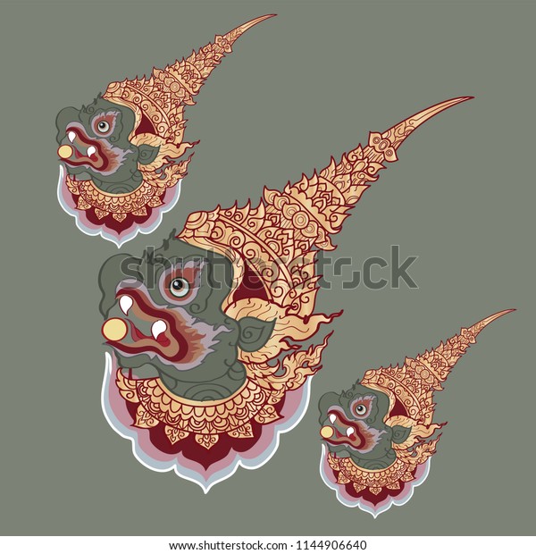 Thai Style Art Character Ramakien Literature Stock Vector (Royalty Free ...