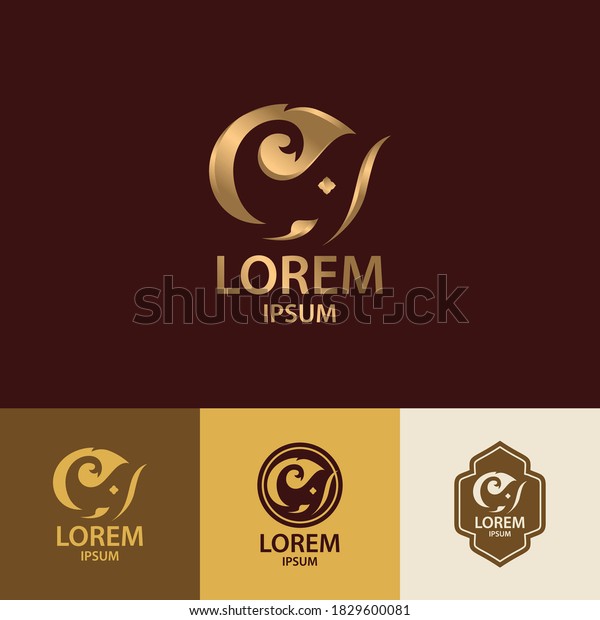 thai style elephant logo design template