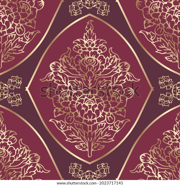 Thai Traditional Pattern Temple Walls Gold Stock Vector (Royalty Free ...