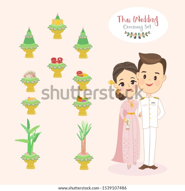 Thai Wedding Ceremony Set Vector Stock Vector (Royalty Free) 1539107486