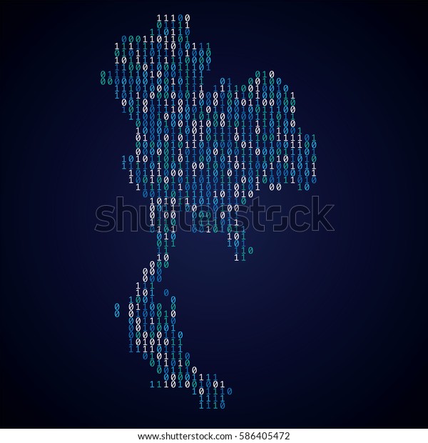 Thailand Country Map Made Digital Binary: เวกเตอร์สต็อก (ปลอดค่า ...