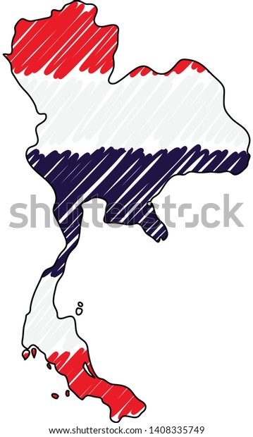 Thailand Map Hand Drawn Sketch Vector Stock Vector (Royalty Free ...