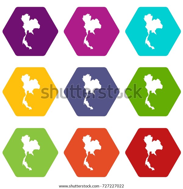 Thailand Map Icon Set Many Color Stock Vector (Royalty Free) 727227022 ...