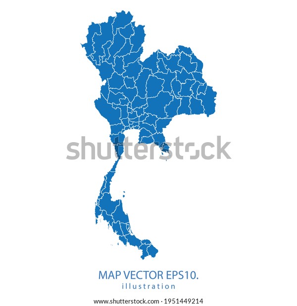 Thailand Map Vector Eps10 Blue Color Stock Vector (Royalty Free ...